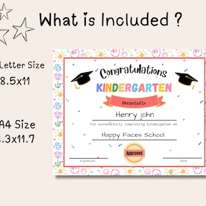 Editable Kindergarten Graduation Certificate, Printable Kindergarten ...