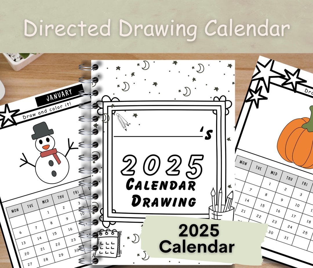 Directed Drawing Calendar 2025 for Kids, Monthly Calendar to Draw In ...