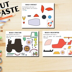 Cut and Glue, Preschool Cutting Practice, Scissor Skills Exercises ...