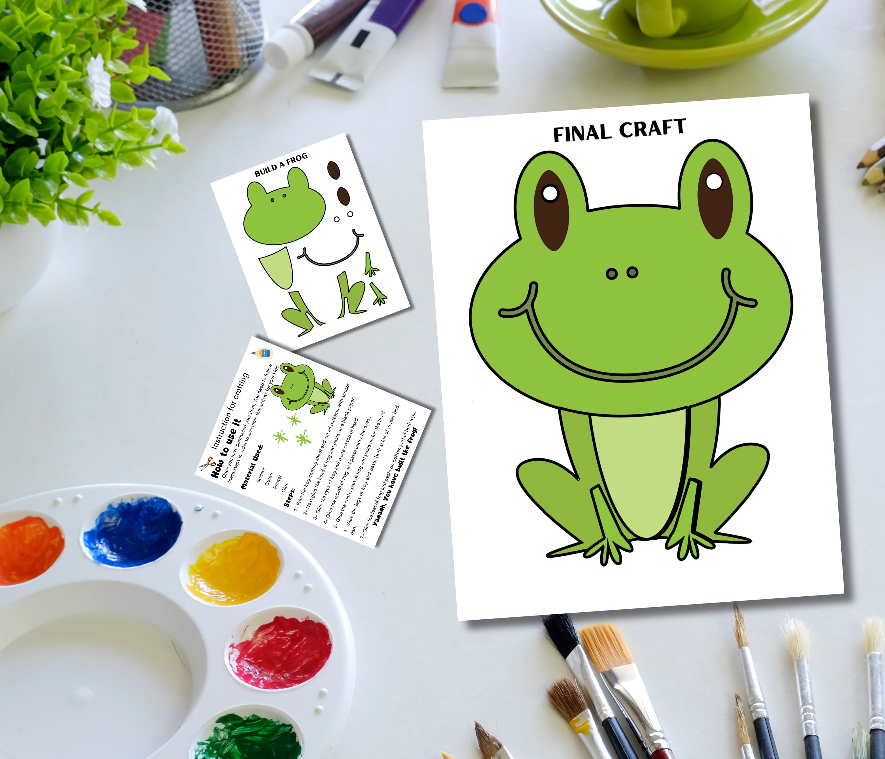 Frog Craft for Kids, Cut and Paste Activity Toddler, Fine Motor Skills ...