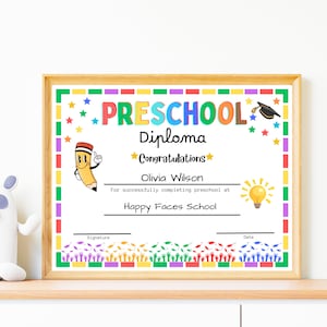Editable Preschool Graduation Diploma , Graduation Certificate, Last ...