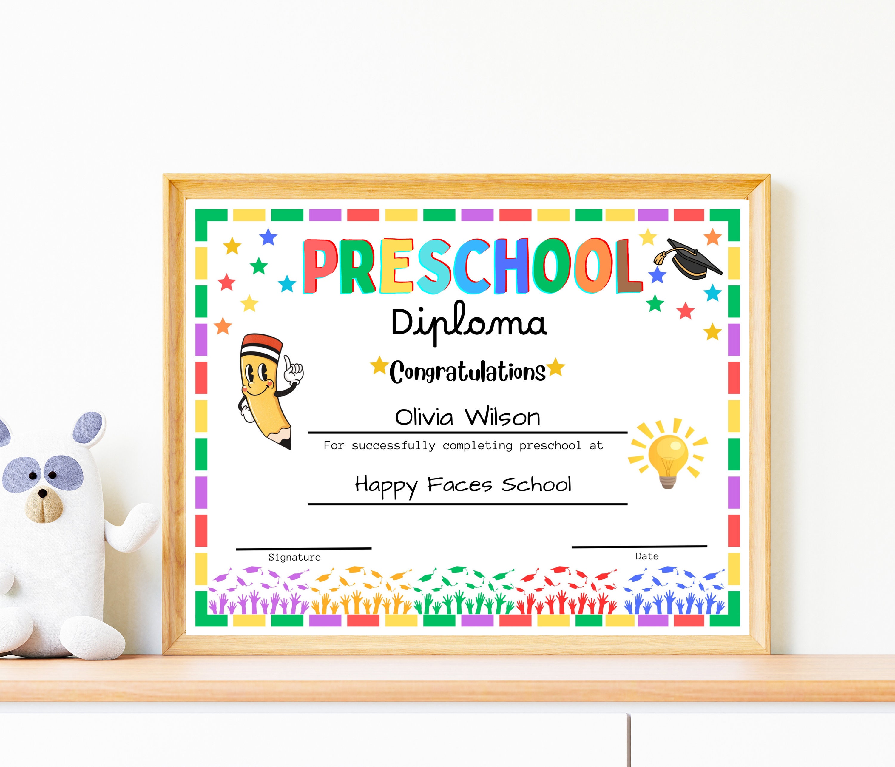 Editable Preschool Graduation Diploma , Graduation Certificate, Last ...