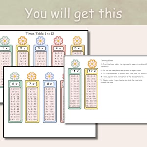Multiplication Bookmarks 1-12, Times Tables Bookmark, Times Tables ...