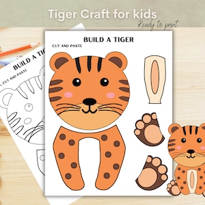 Tiger Cut Paste Activity, Preschool Cutting Practice, Kindergarten ...
