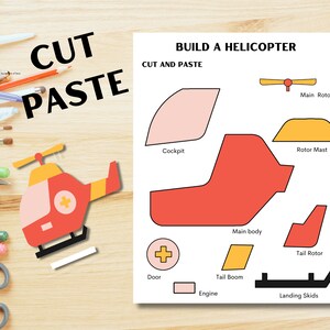 Cut and Paste Printable Helicopter Activity, Preschool Cutting Practice ...
