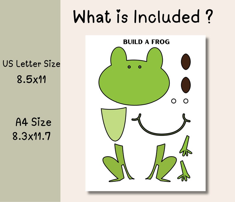 Frog Craft for Kids, Cut and Paste Activity Toddler, Fine Motor Skills ...