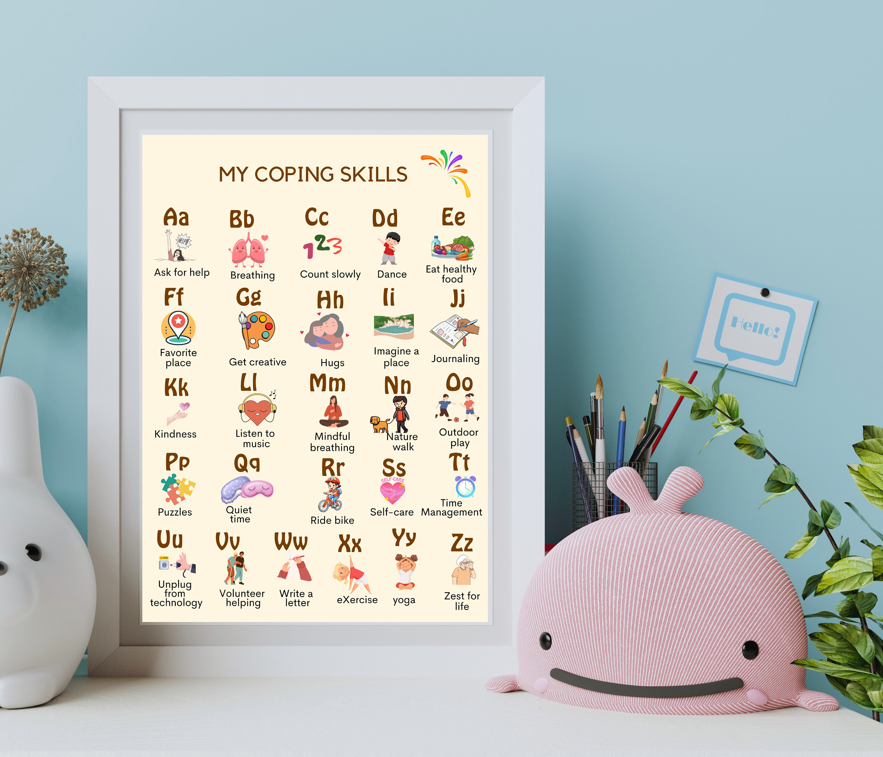 Coping Skills Alphabet, Printable Coping Skills Poster for Kids, Calm ...