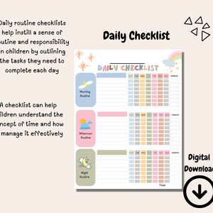 Daily Routine Checklist for Kids Kids Morning Routine Checklist, Daily ...