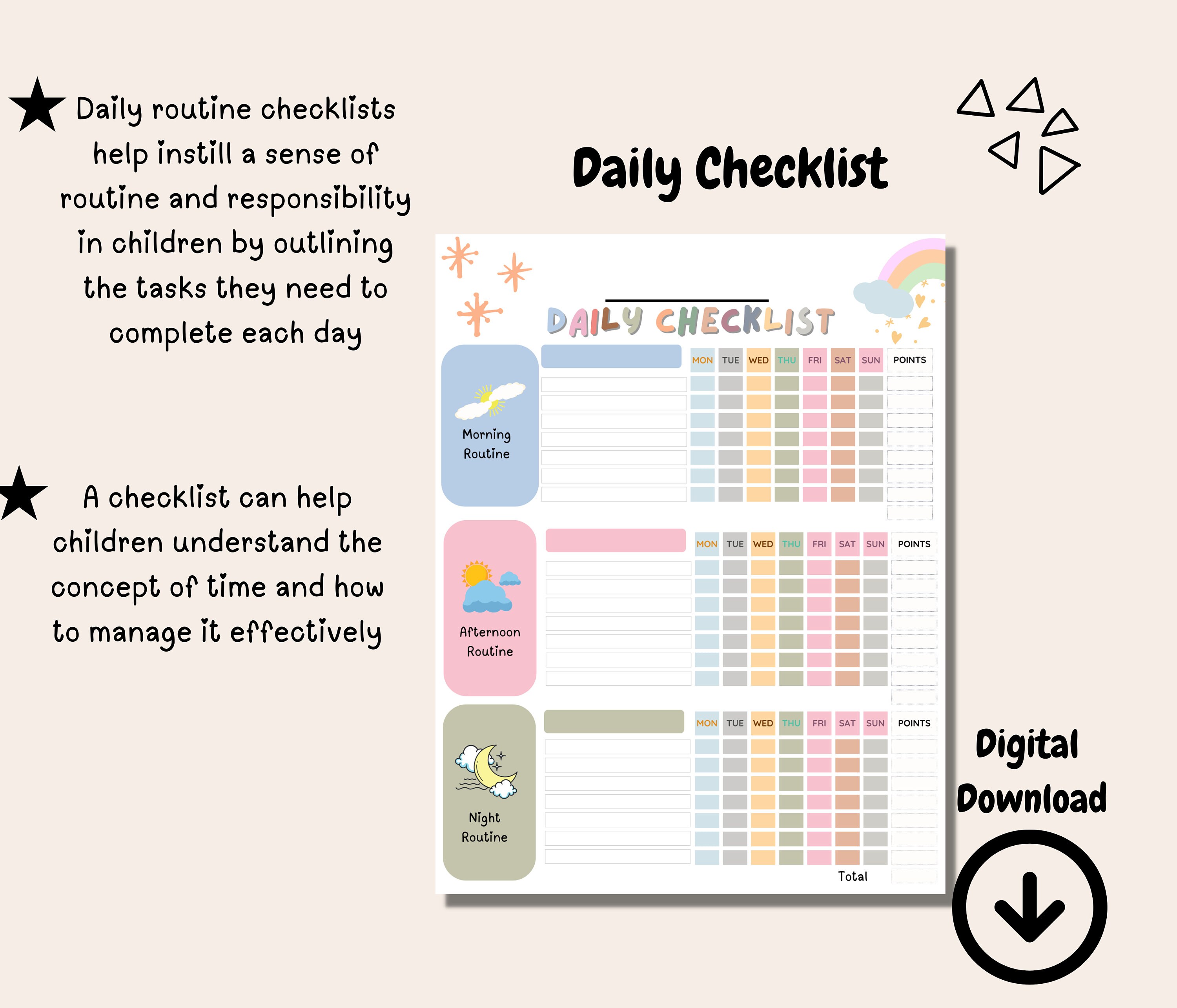 Daily Routine Checklist for Kids Kids Morning Routine Checklist, Daily ...