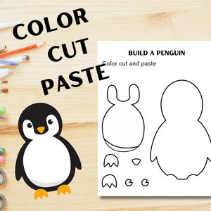 Penguin Cut and Paste Craft, Preschool Learning Resources, Kindergarten ...
