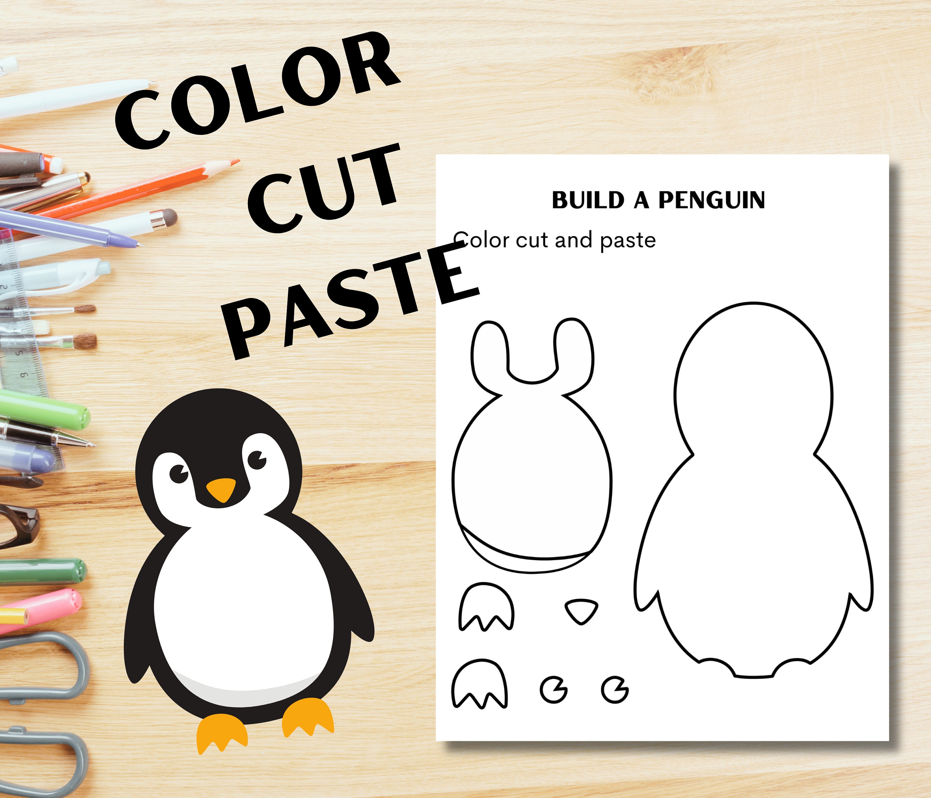 Penguin Cut and Paste Craft, Preschool Learning Resources, Kindergarten ...