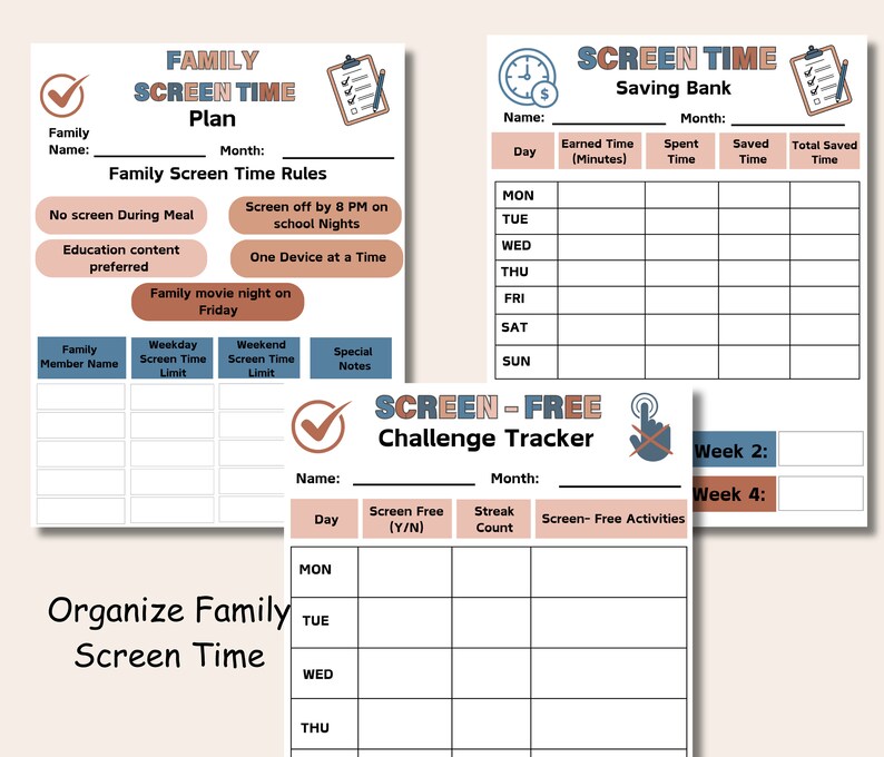 Screen Time Charts for Kids, Screen Time Rules, Screen Time Checklist ...