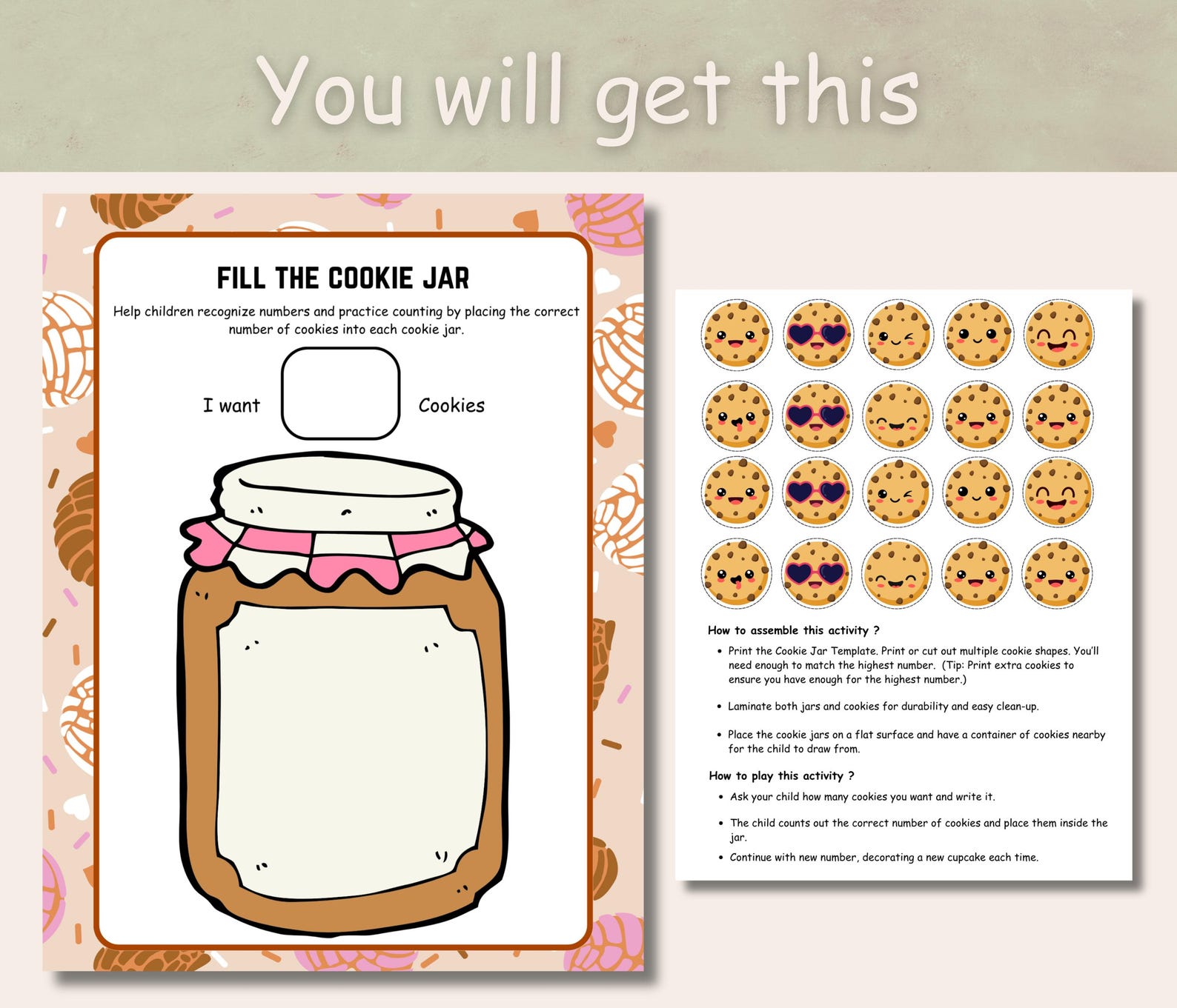 Cookies Number Matching Game Printable | Preschool Counting Activity ...