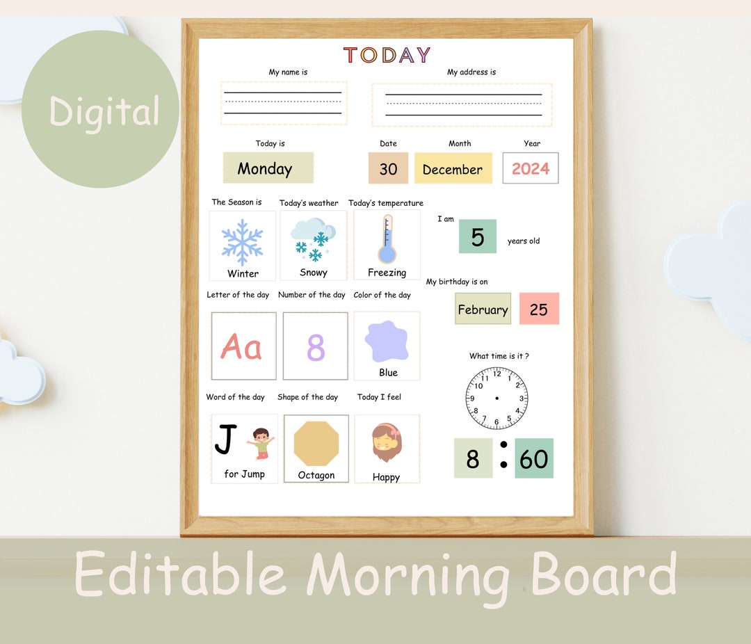 Daily Morning Board Toddler, Homeschool Morning Calendar, Circle Time ...