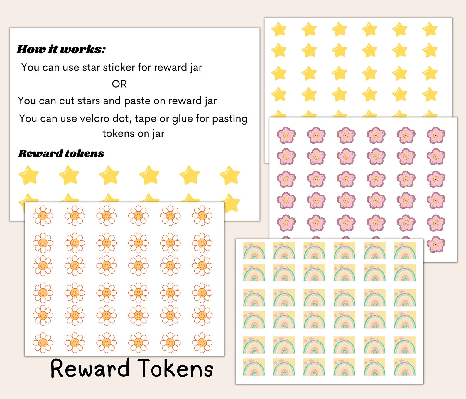 Reward Chart for Kids, Printable Classroom Reward Tokens, Reward Jar ...