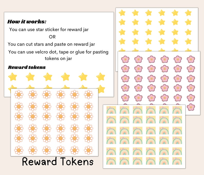 Reward Chart for Kids, Printable Classroom Reward Tokens, Reward Jar ...