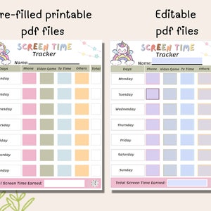 Screen Time Tracker for Kids, Printable Weekly Screen Time Tracker ...