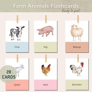Farm Animals Flashcards Printable, 3-part Animal Flashcards ...