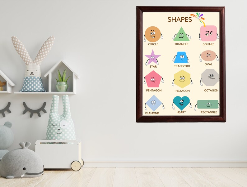 2d Shape Poster, Education Poster for Toddler, Kid-friendly Posters ...