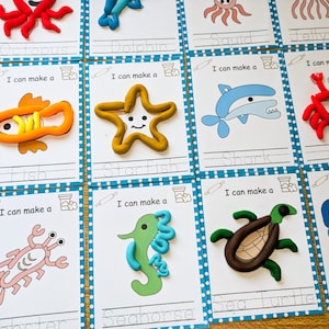 Ocean Animals Playdough Mats Printable, Montessori Learning Material ...
