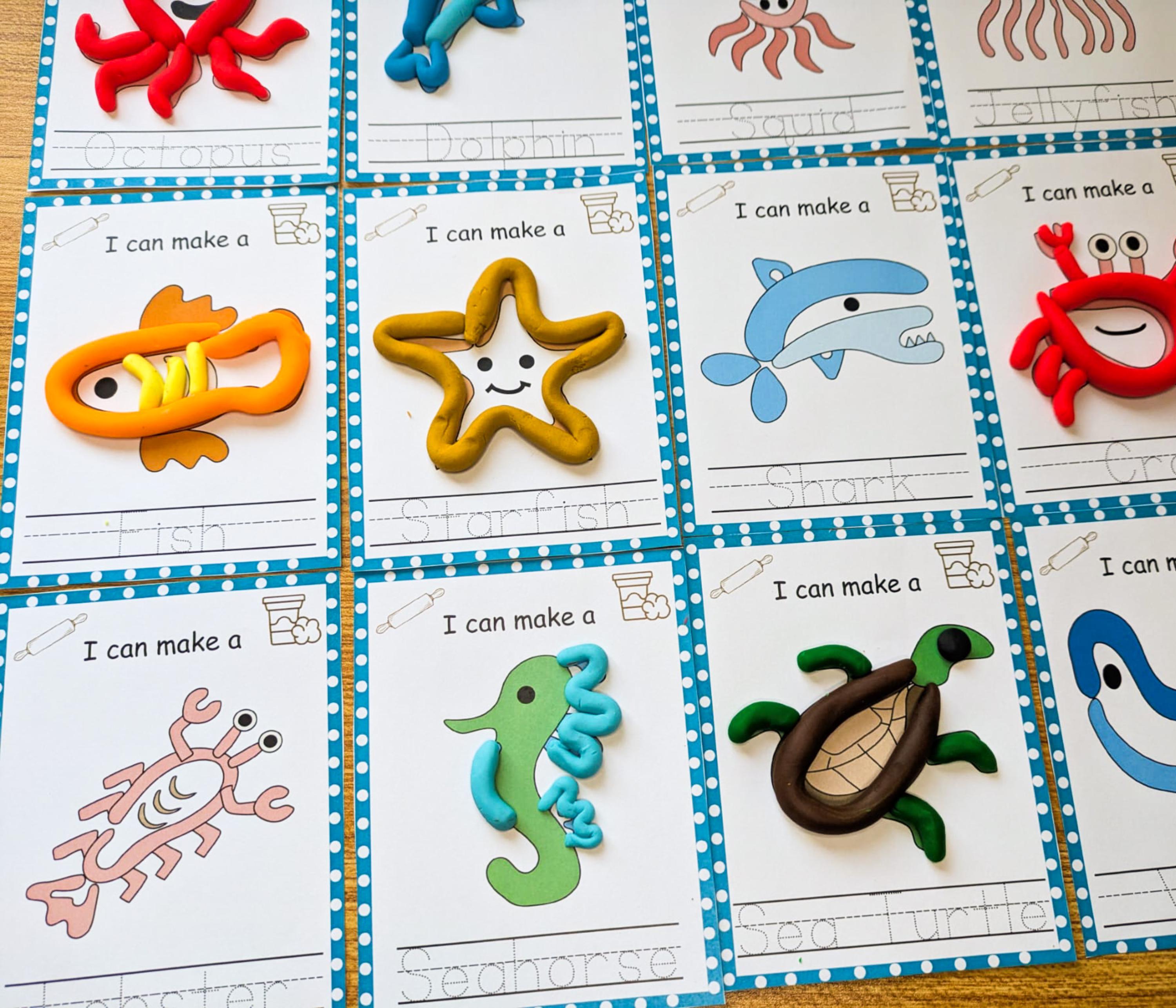 Ocean Animals Playdough Mats Printable, Montessori Learning Material ...