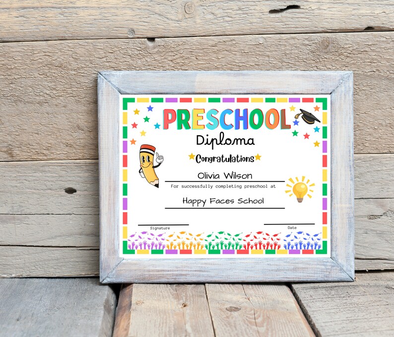 Editable Preschool Graduation Diploma , Graduation Certificate, Last ...