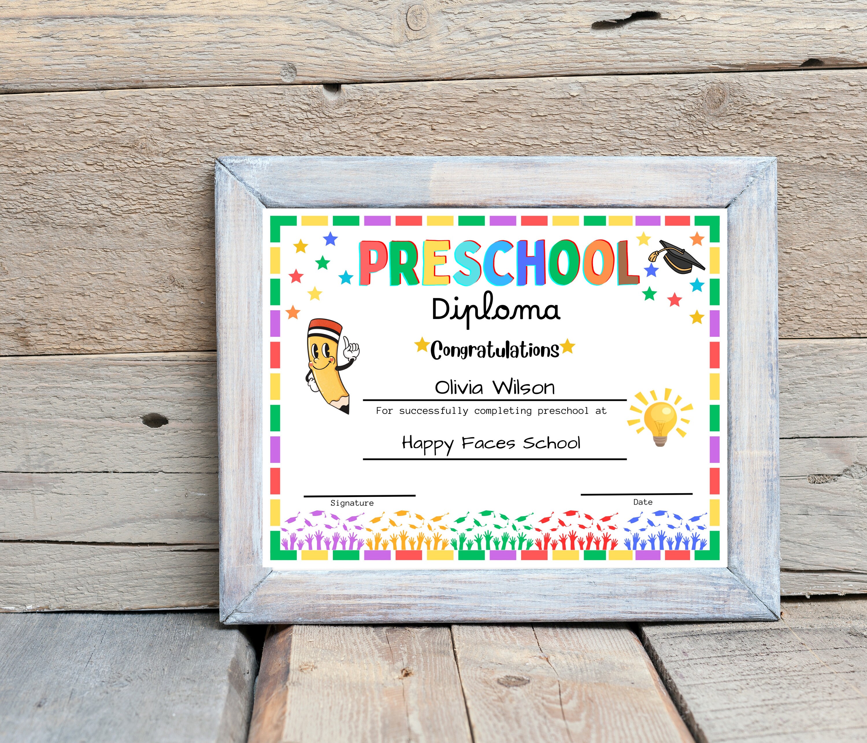 Editable Preschool Graduation Diploma , Graduation Certificate, Last ...