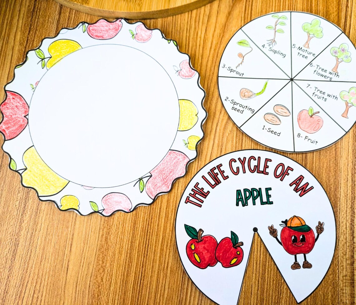 Life Cycle of an Apple Spinner Wheel Kids, Homeschool Science Unit ...
