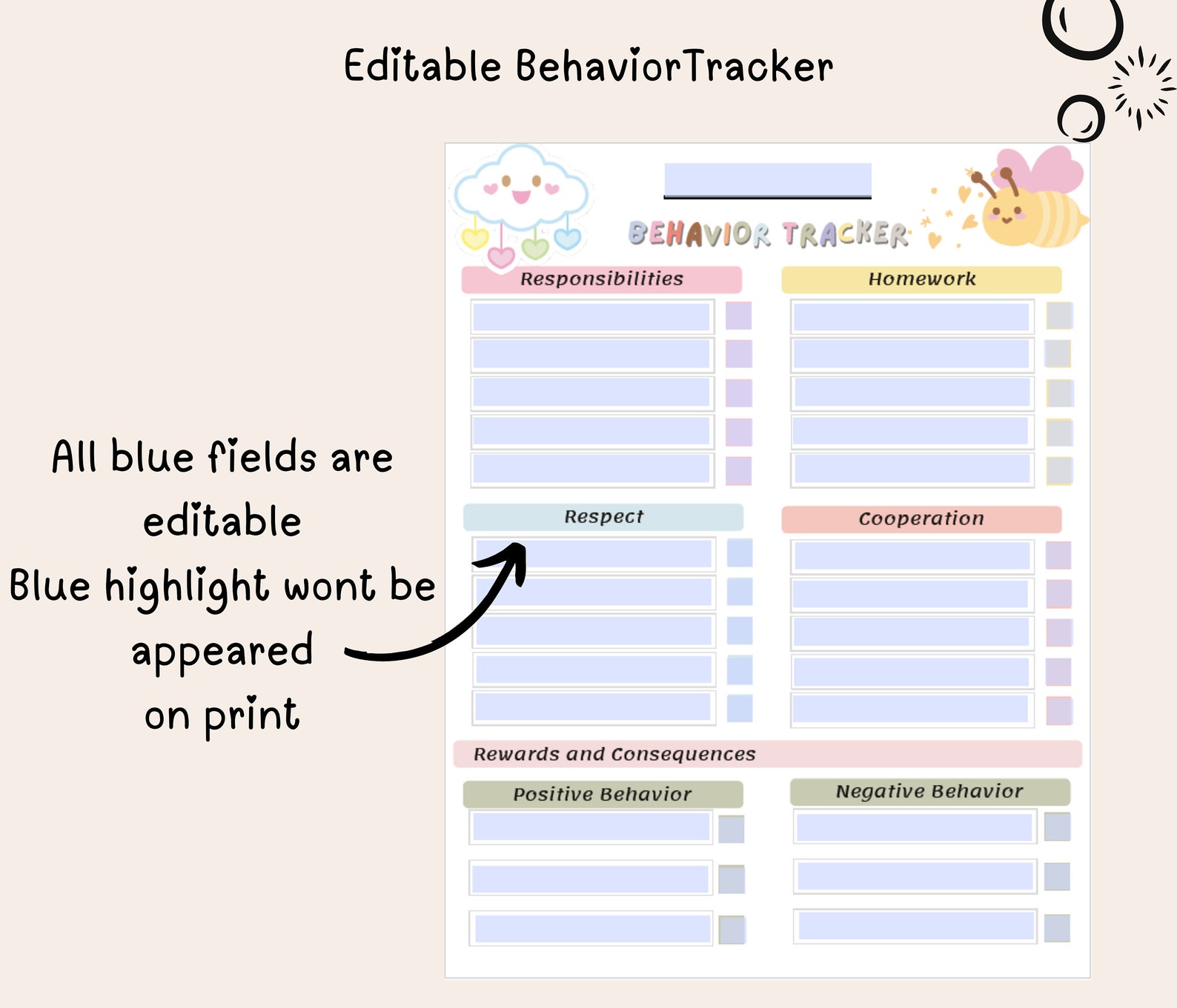 Kids Behavior Chart, Kids Responsibility Chart, Behavior and Chore ...
