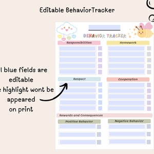 Kids Behavior Chart, Kids Responsibility Chart, Behavior and Chore ...