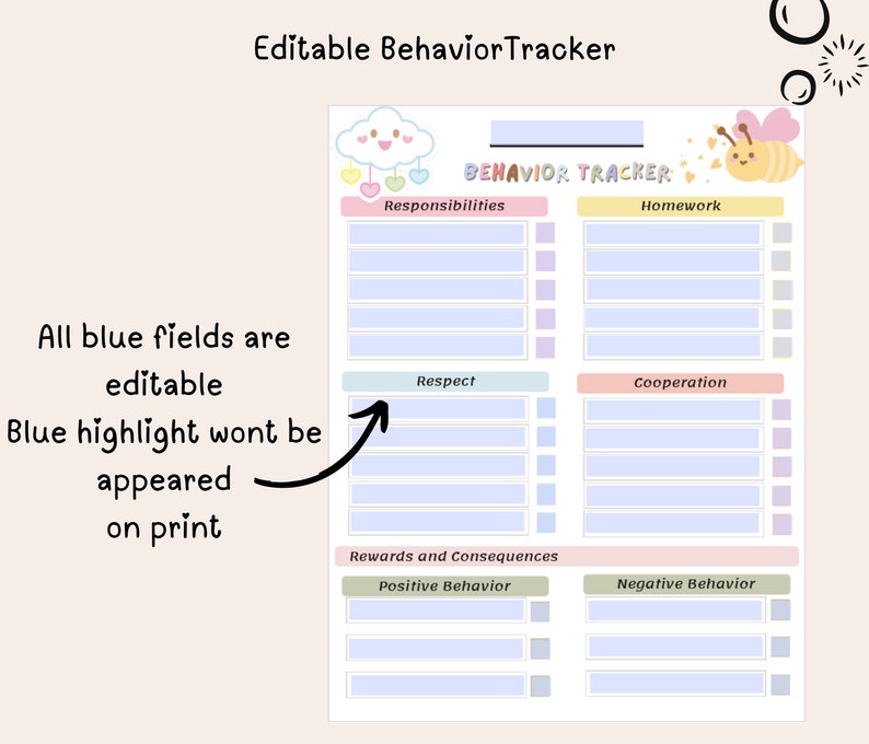 Kids Behavior Chart, Kids Responsibility Chart, Behavior and Chore ...