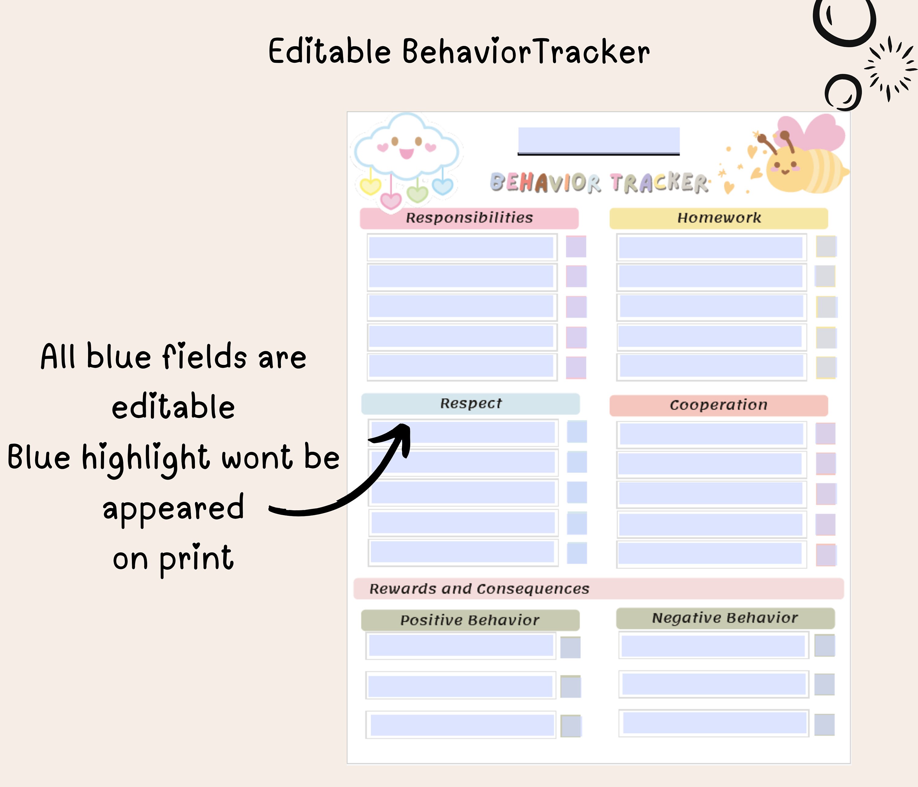 Kids Behavior Chart, Kids Responsibility Chart, Behavior and Chore ...