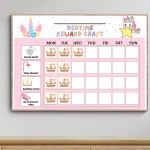 Bedtime Reward Chart for Kids, Bedtime Routine Chart for Toddler ...