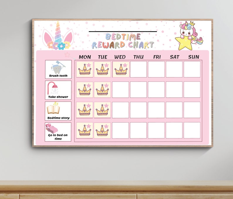 Bedtime Reward Chart for Kids, Bedtime Routine Chart for Toddler ...