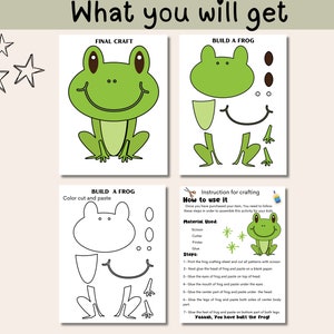 Frog Craft for Kids, Cut and Paste Activity Toddler, Fine Motor Skills ...
