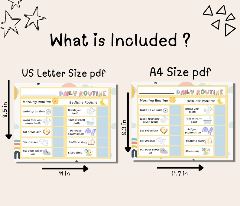 Kids Morning and Night Time Routine, Bedtime Routine Chart Printable ...