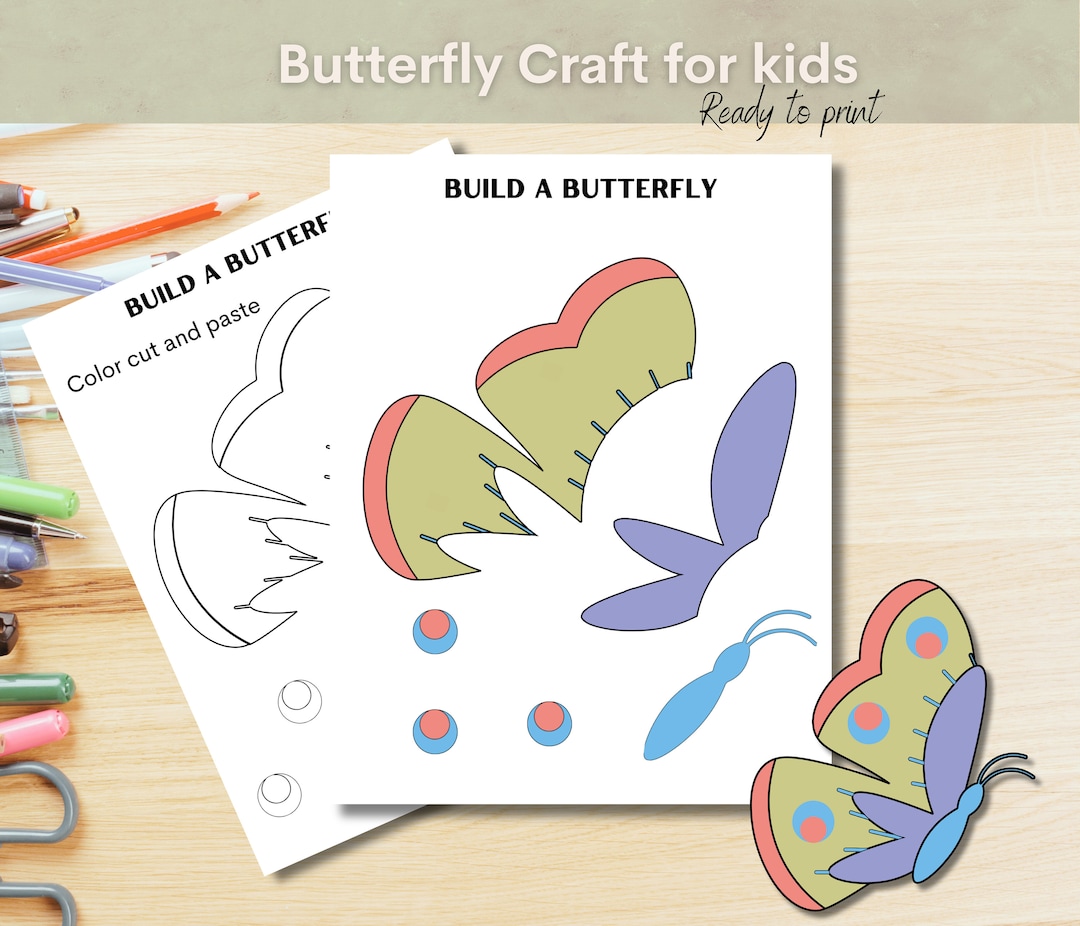 Butterfly Cut and Paste Printable Craft, Preschool Learning Material ...