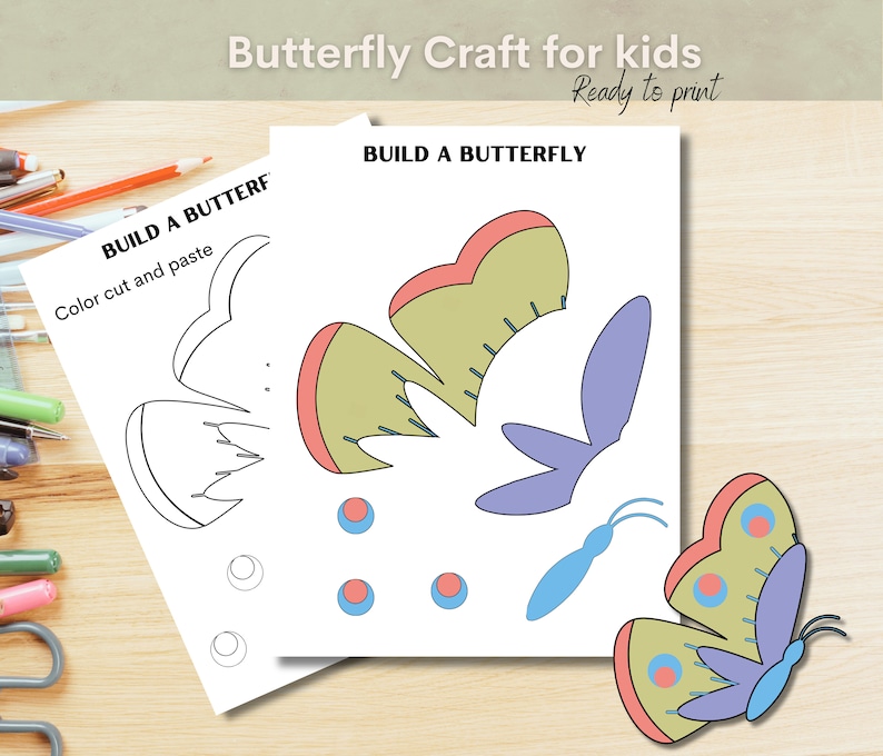 Cut and Paste Printable Butterfly Craft, Preschool Cut and Paste ...