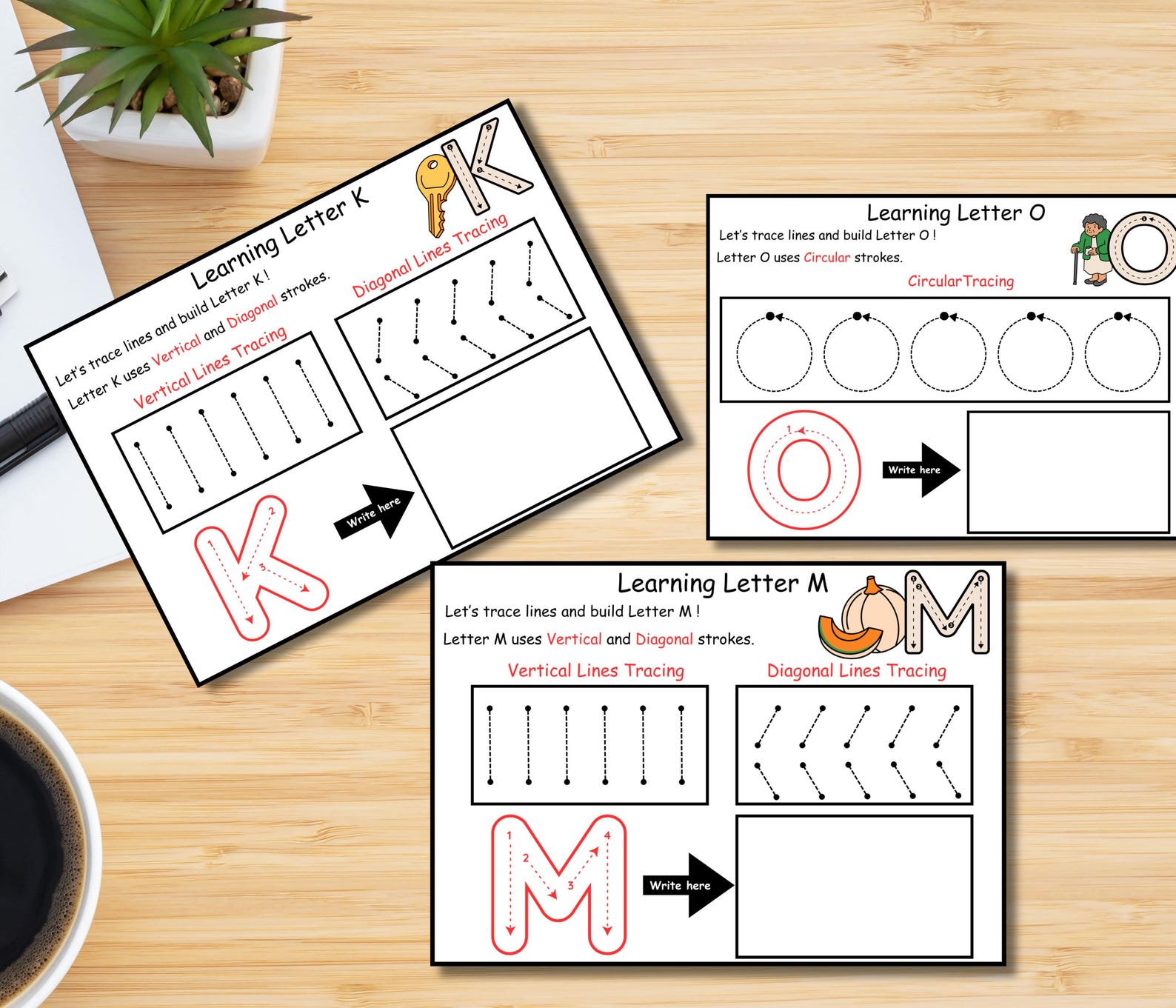 Preschool Letter Tracing Cards: ABC Strokes Guide (digital Download) - Etsy