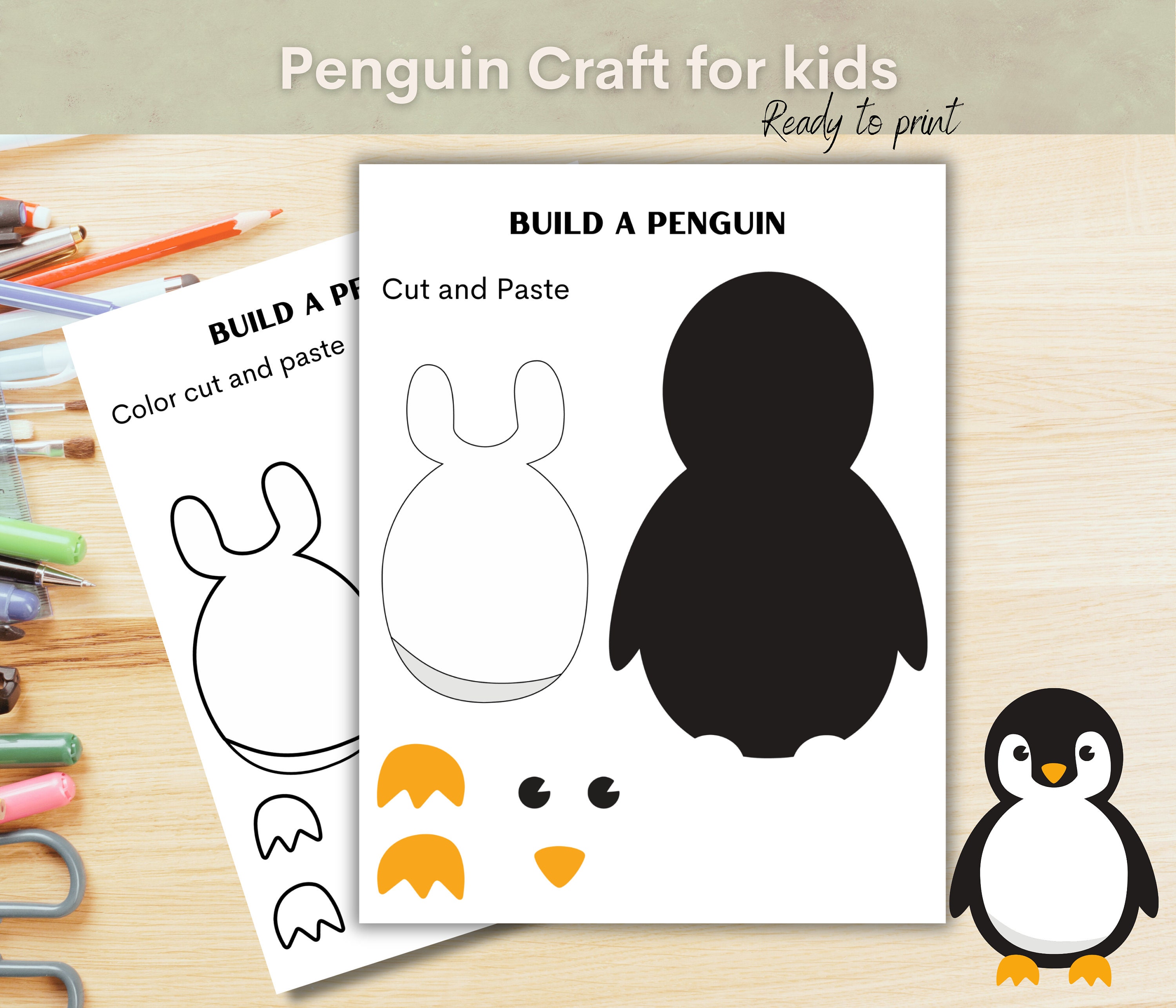 Penguin Cut and Paste Craft, Preschool Learning Resources, Kindergarten ...
