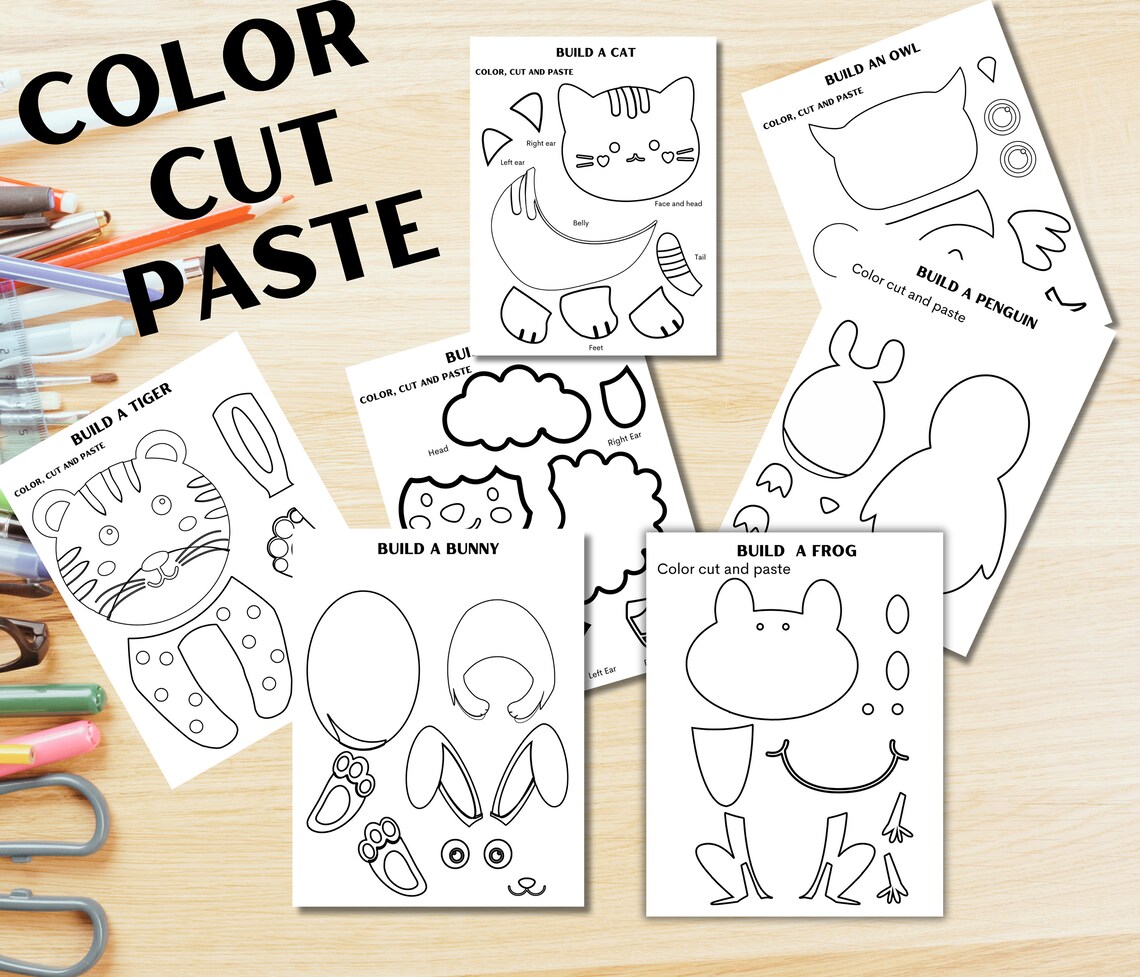 Cut and Paste Activity, Scissor Skills Exercises, Printable Scissor ...