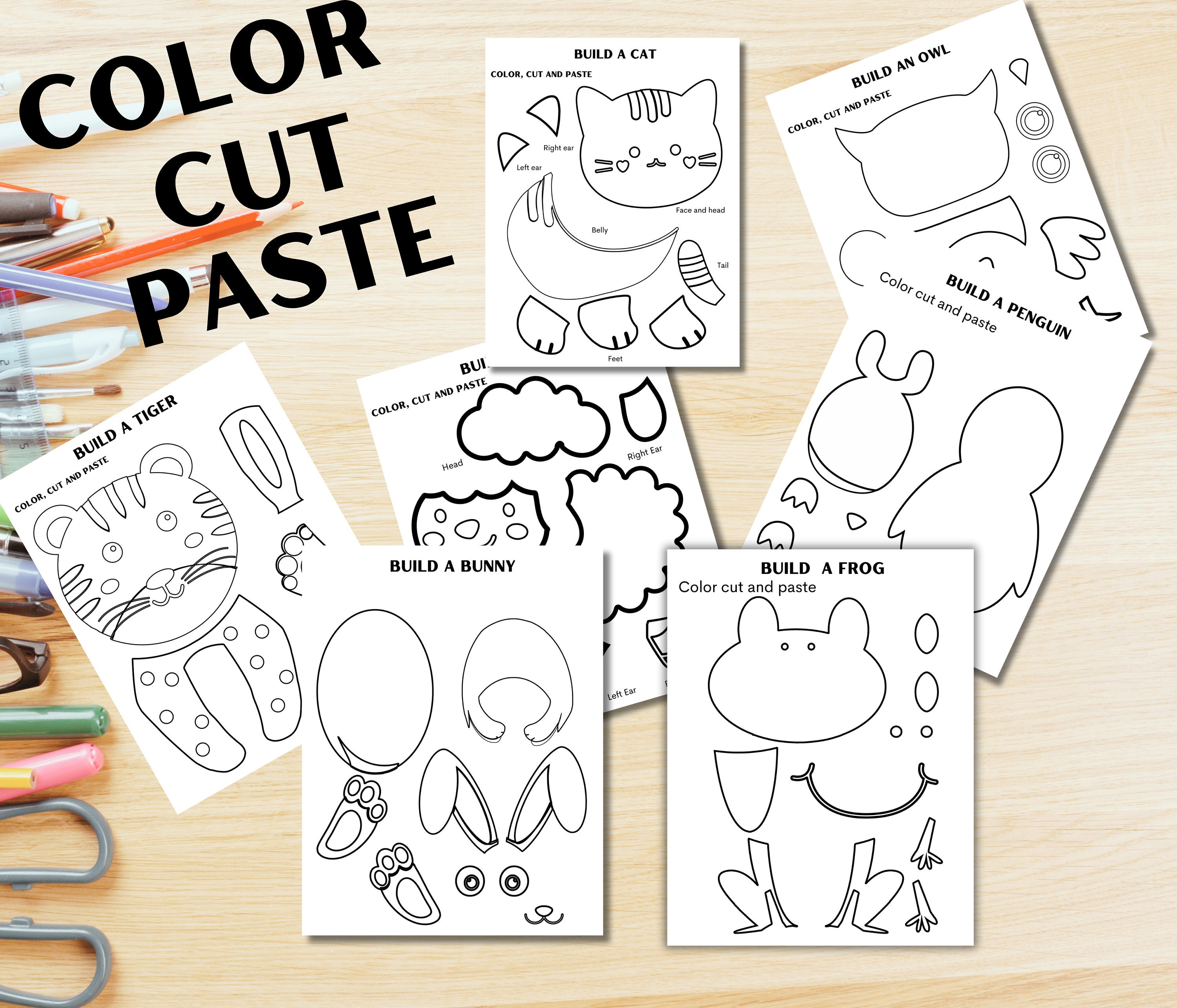 Cut and Paste Activity, Scissor Skills Exercises, Printable Scissor ...