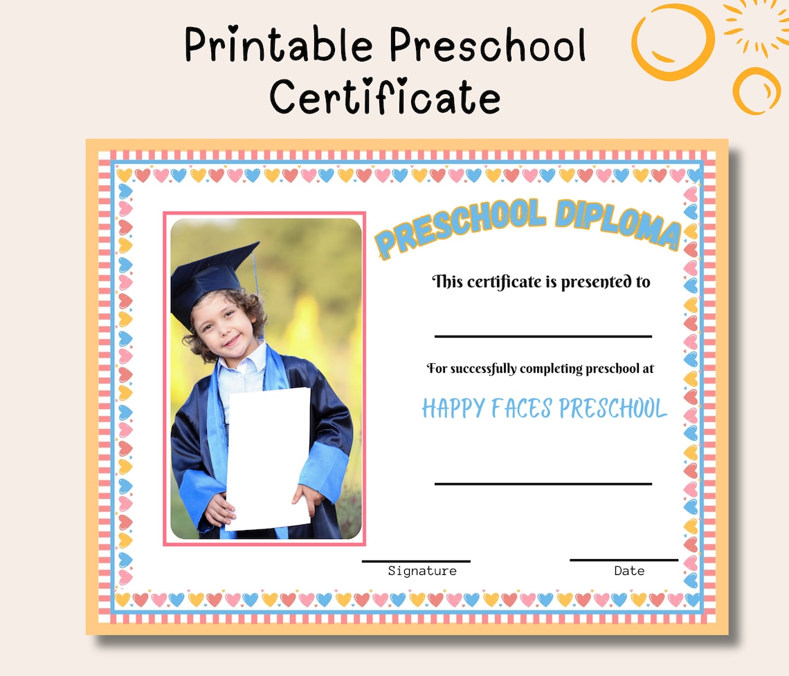 Editable Preschool Graduation Certificate, Printable Preschool ...