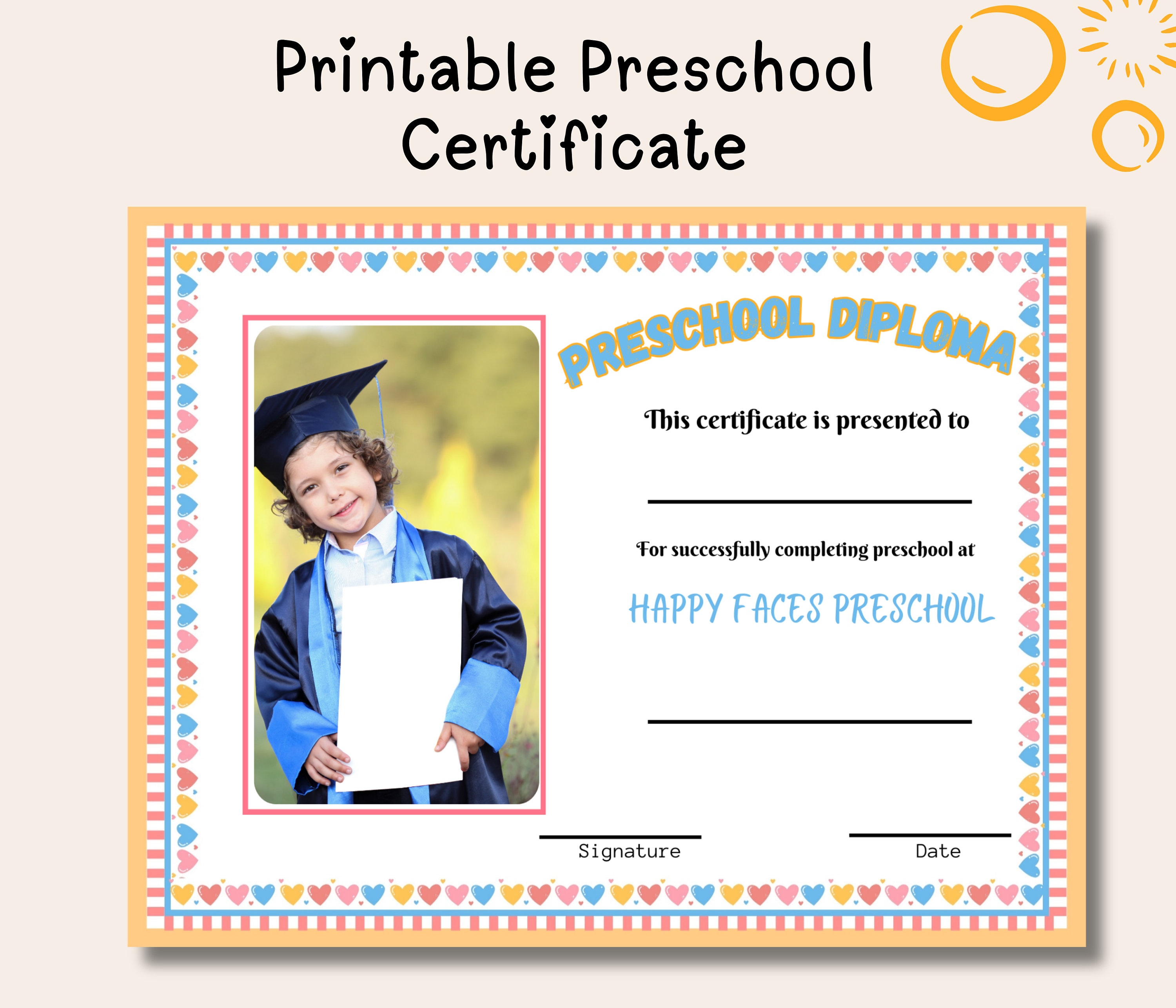 Editable Preschool Graduation Certificate, Printable Preschool ...