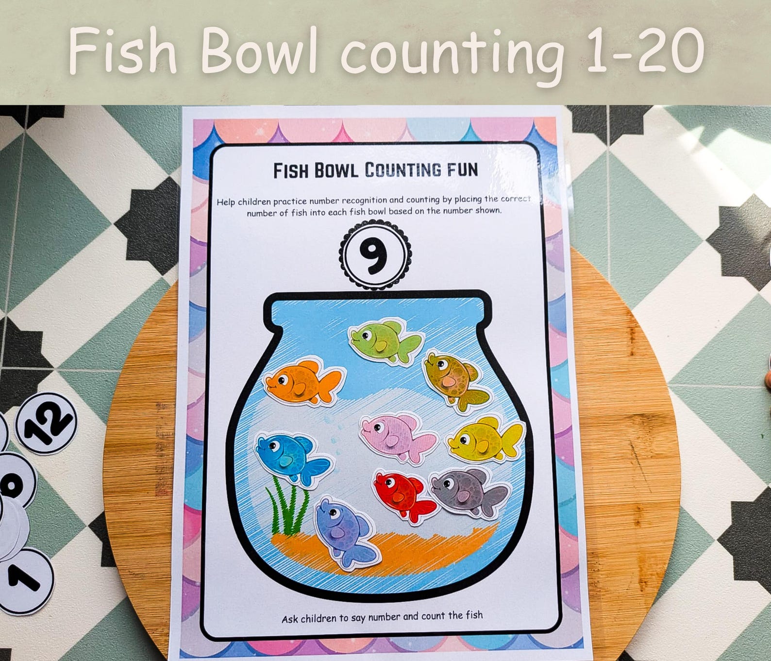 Fish Bowl Number Matching Game Printable, Preschool Math Center ...