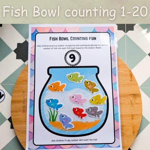 Fish Bowl Number Matching Game Printable, Preschool Math Center ...