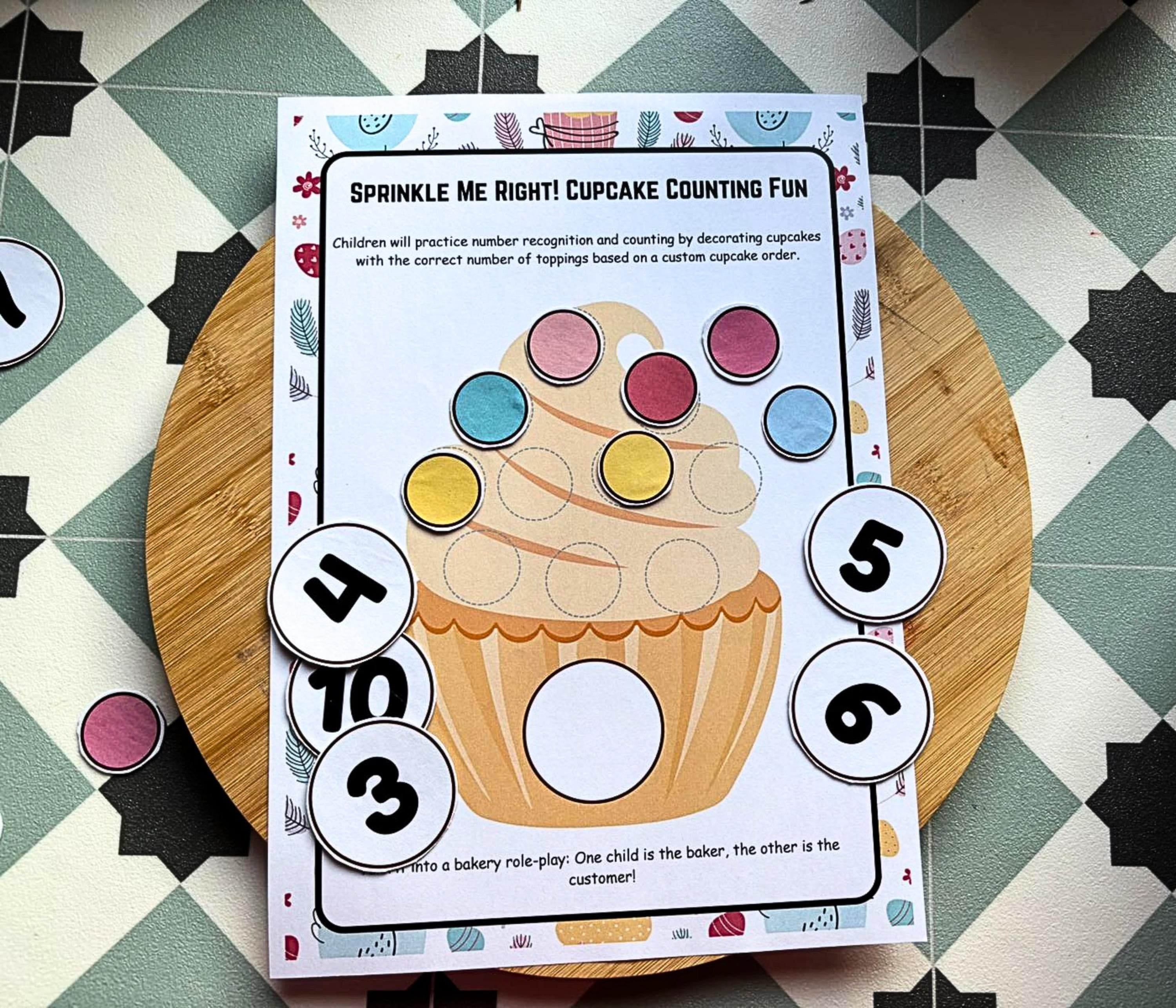 Cupcake Number Matching Game Printable | Preschool Counting Activity ...