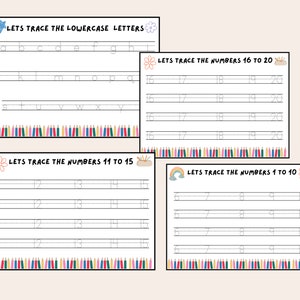 Number & Letter Tracing Sheet for Kids, Handwriting Practice, Abc ...
