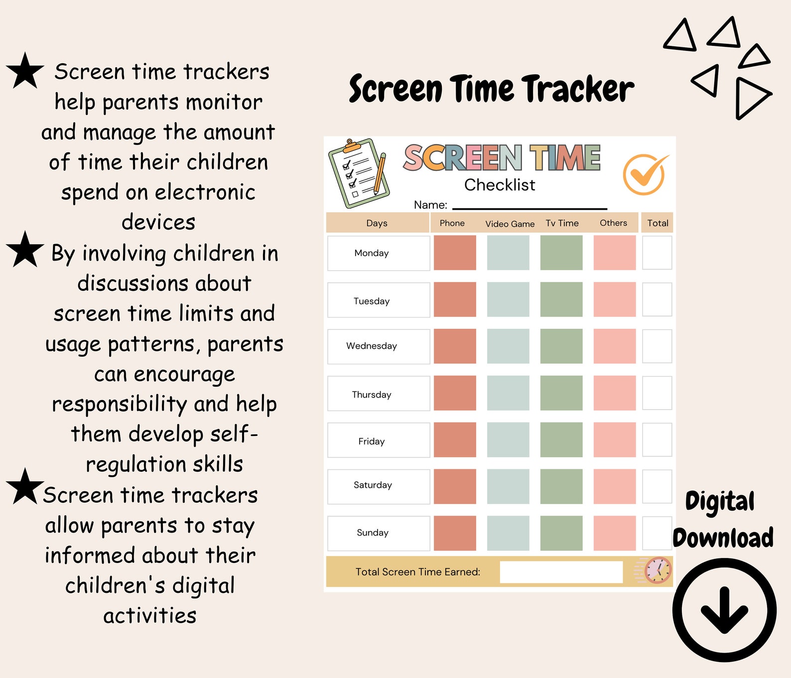 Screen Time Checklist for Kids, Screen Time Tokens, Screen Time ...