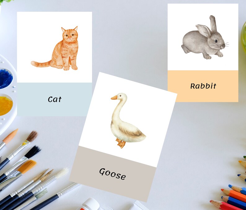 Farm Animals Flashcards Printable, 3-part Animal Flashcards ...